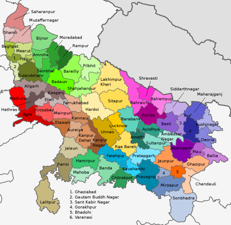 List of Districts in Uttar Pradesh 2026 | UP District Map | Population ...