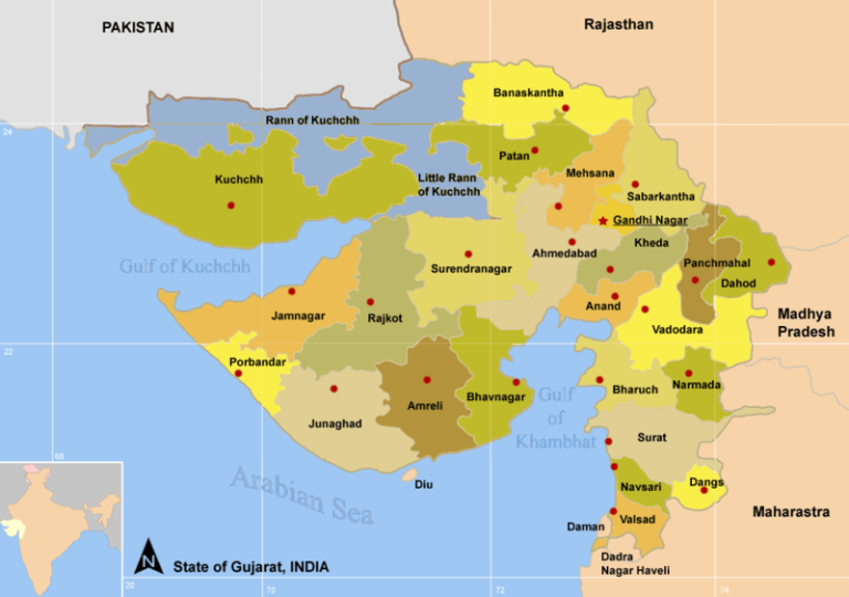 List of Districts in Gujarat | Population | Area | Gujarat District Map